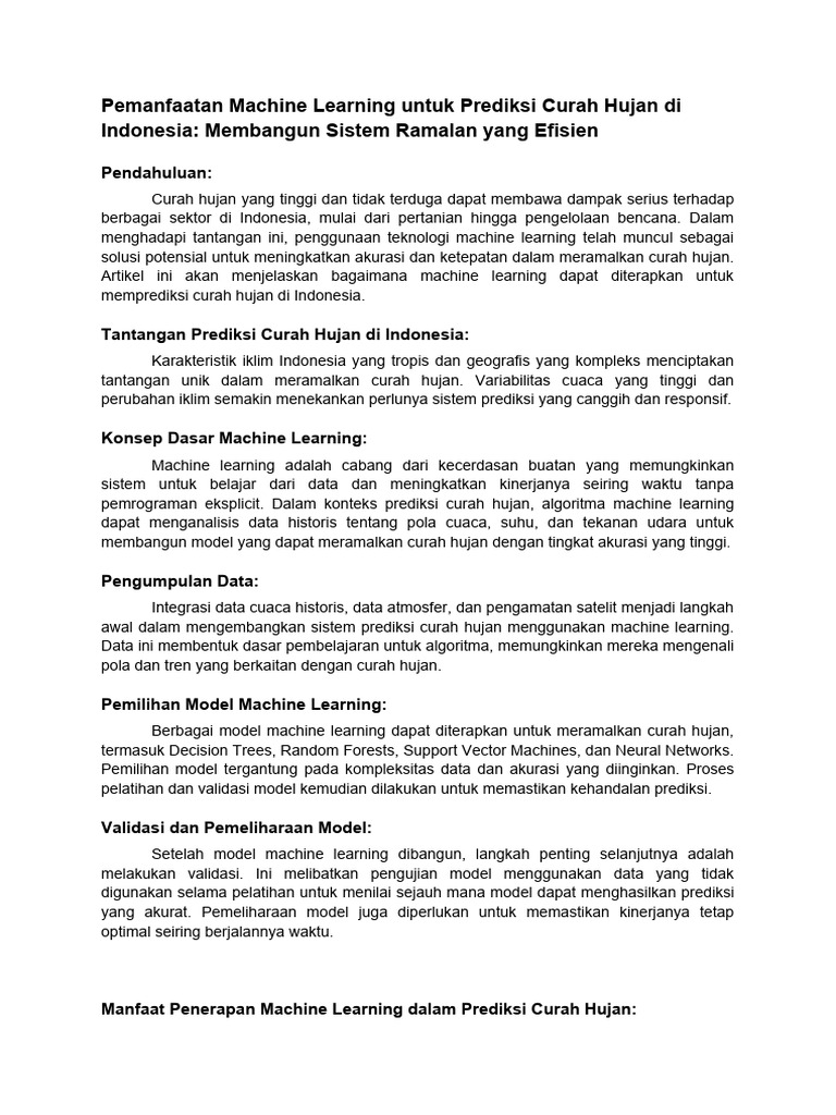 Pemanfaatan Machine Learning Untuk Prediksi Curah Hujan Di Indonesia | PDF