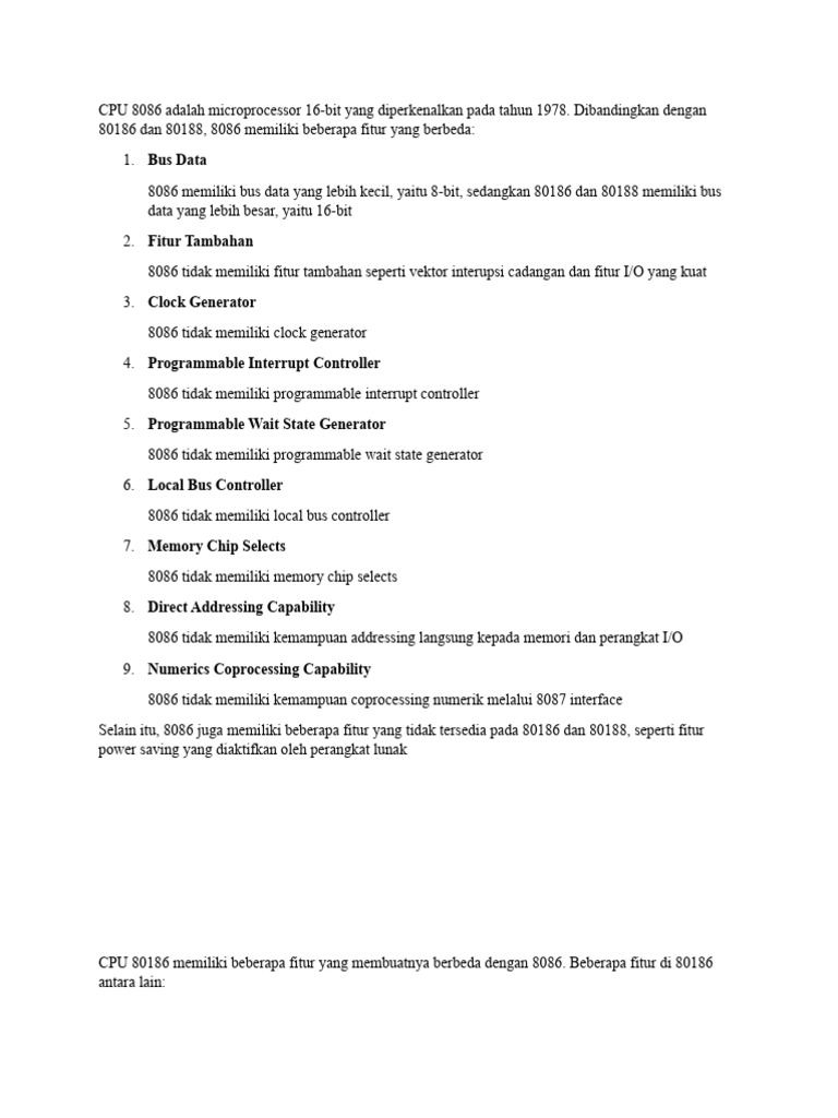 CPU 8086 Adalah Microprocessor 16 | PDF