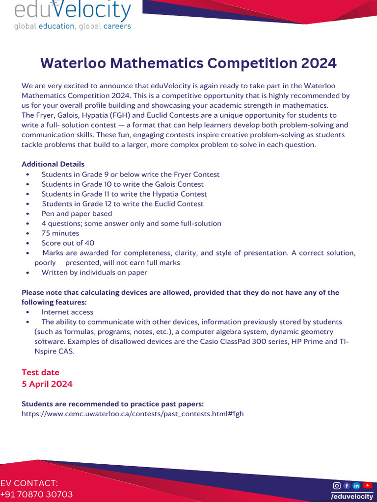 Waterloo Maths Competition 2024-9 | PDF | Mathematics | Computing