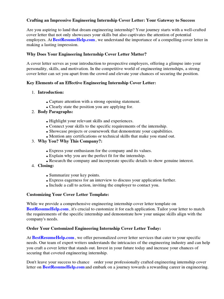 Engineering Internship Cover Letter Guide | PDF | Résumé | Internship