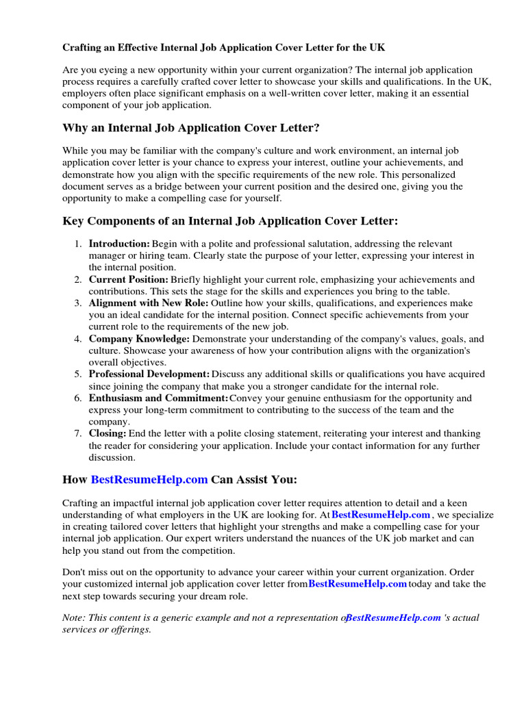 Internal Job Application Cover Letter Uk | PDF | Résumé | Recruitment