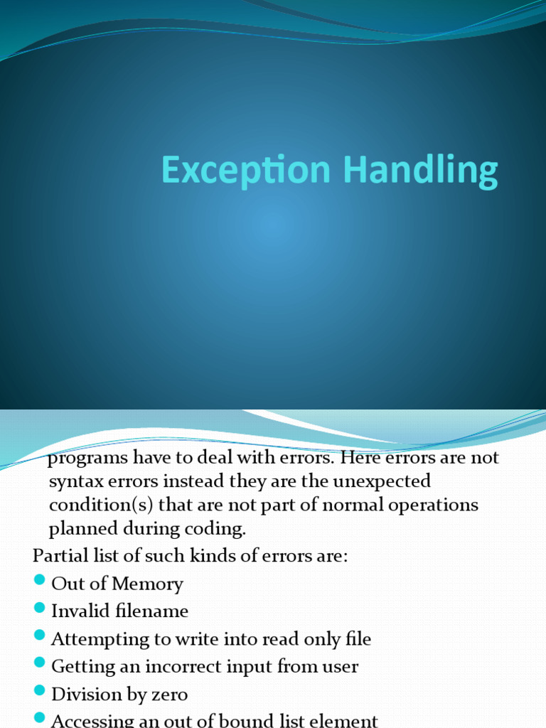 Exception Handling Pdf Parameter Computer Programming Software Development