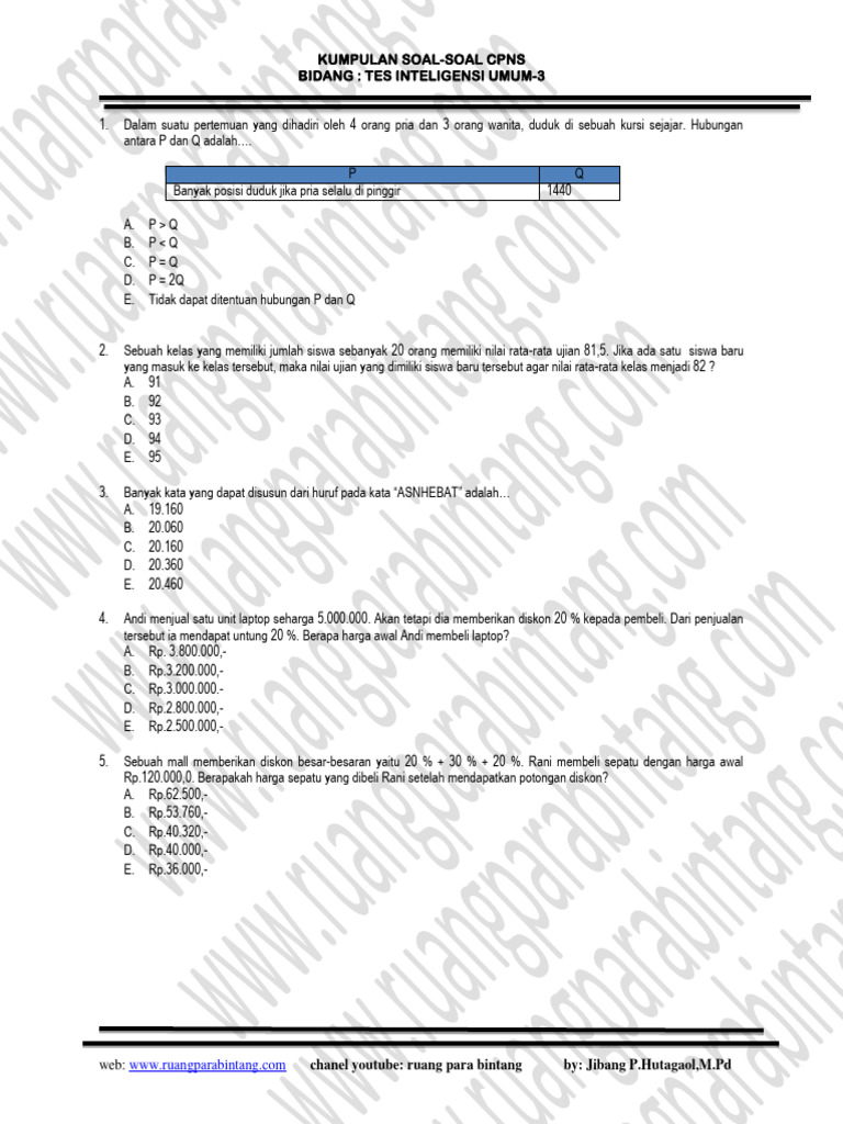 Soal CPNS 3 Tiu | PDF