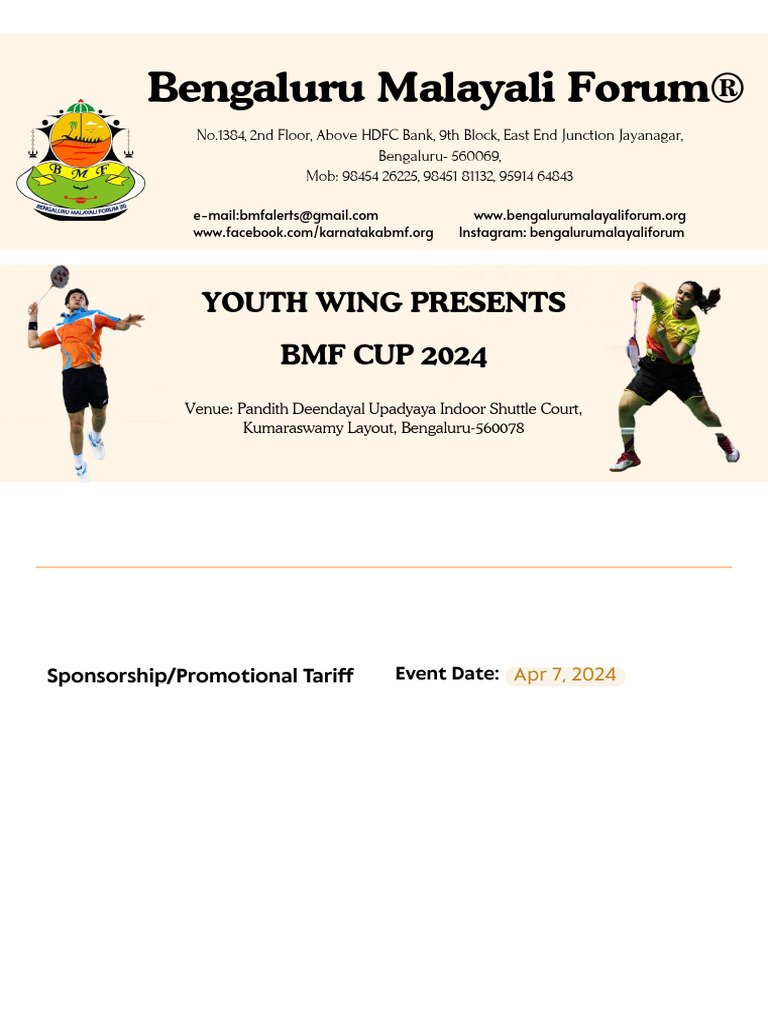 BMF CUP 2024 Tariff | PDF