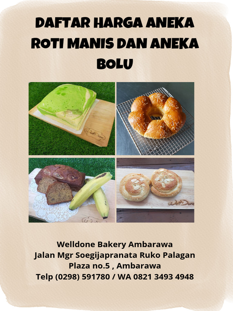 Harga Roti & Bolu Welldone Bakery | PDF