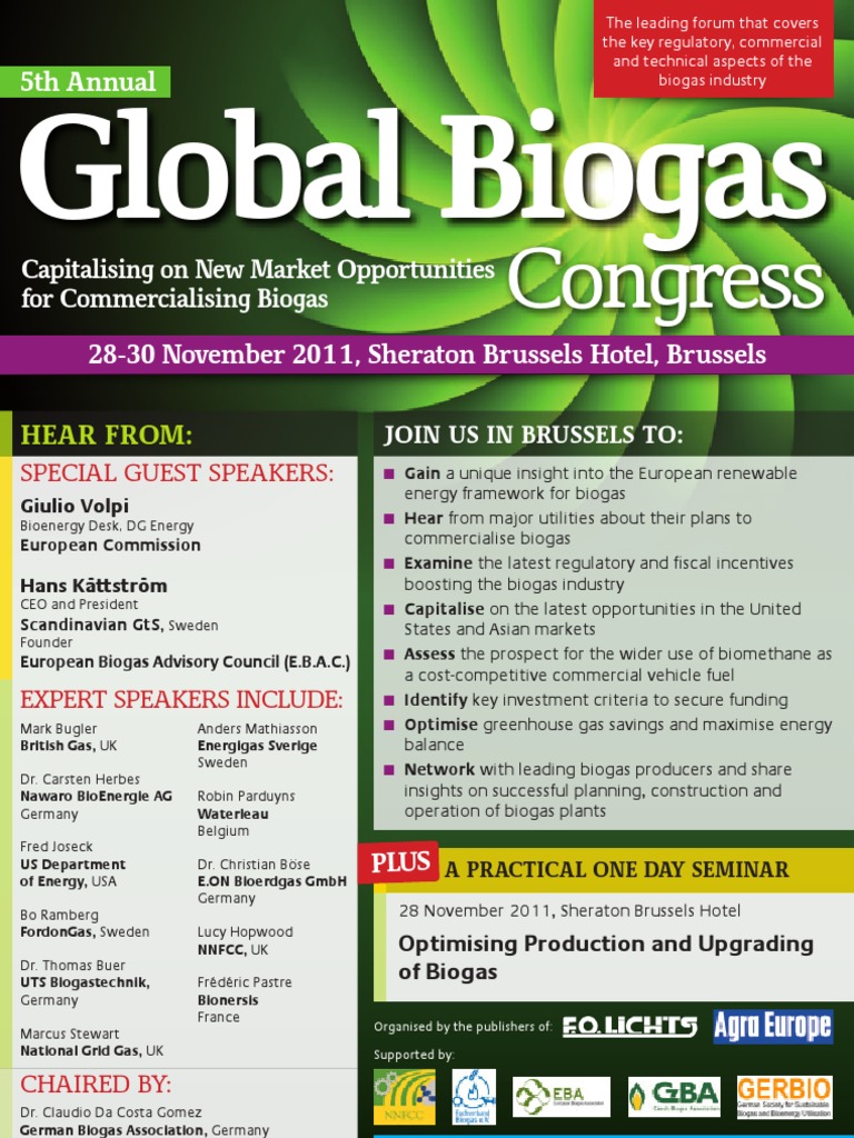 5th Annual Global Biogas Congress | PDF | Biogas | Natural Gas