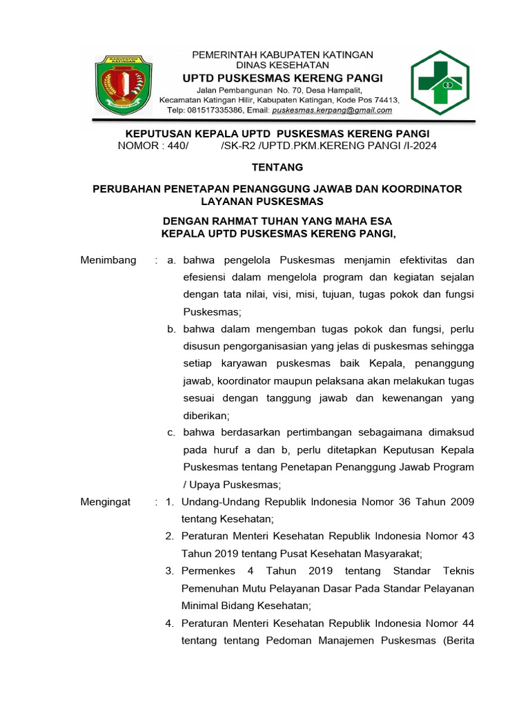 SK Penanggung Jawab Program 2024 | PDF
