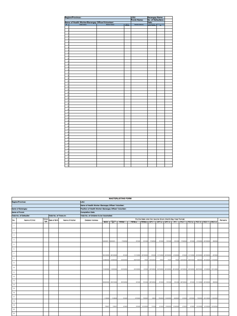 CatchUp Form Template | PDF | Vaccines | Medicine