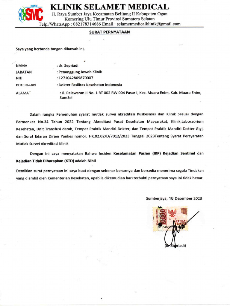 Surat Pernyataan Ikp | PDF