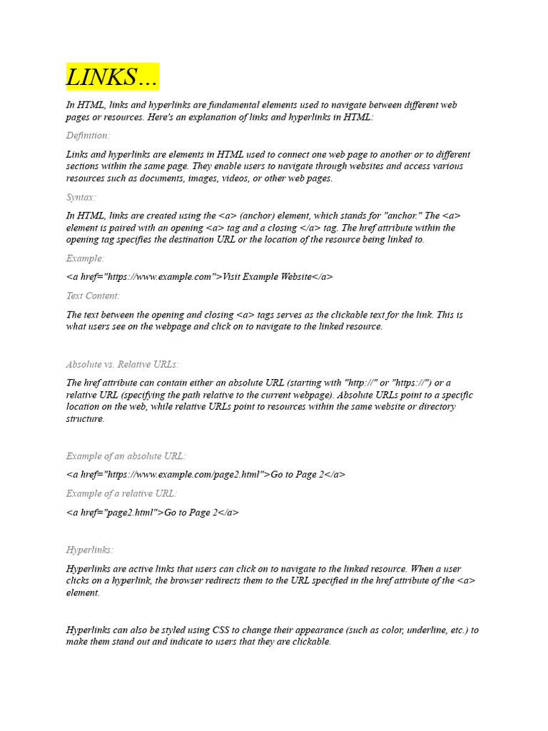 Web Development Ans | PDF | Hyperlink | Html Element