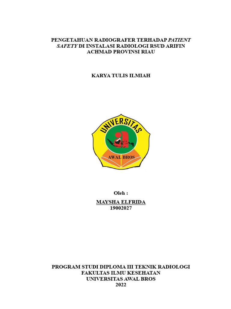 Radiografer Dan Patient Safety Di RSUD Riau | PDF | Karier ...