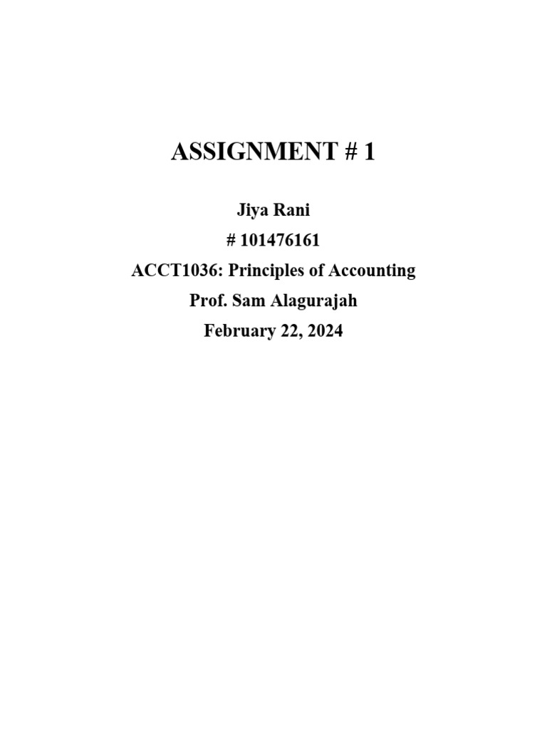 Accountancy Assignment 1 | PDF | Debits And Credits | Business Economics