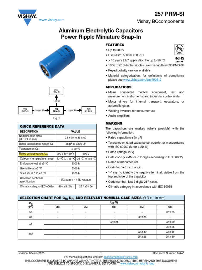 470uf 450V Rating Capacitor Datasheet | PDF