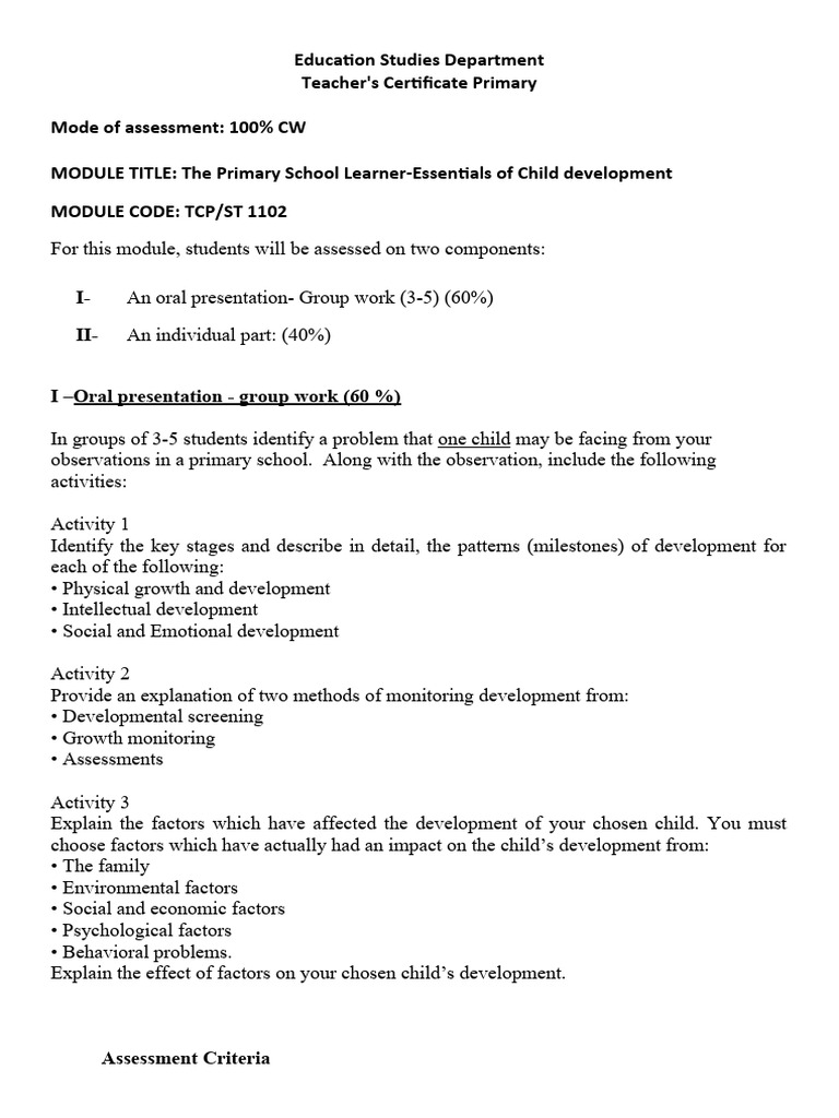 TCP 2023 Essentials of Child Development | PDF | Child Development ...