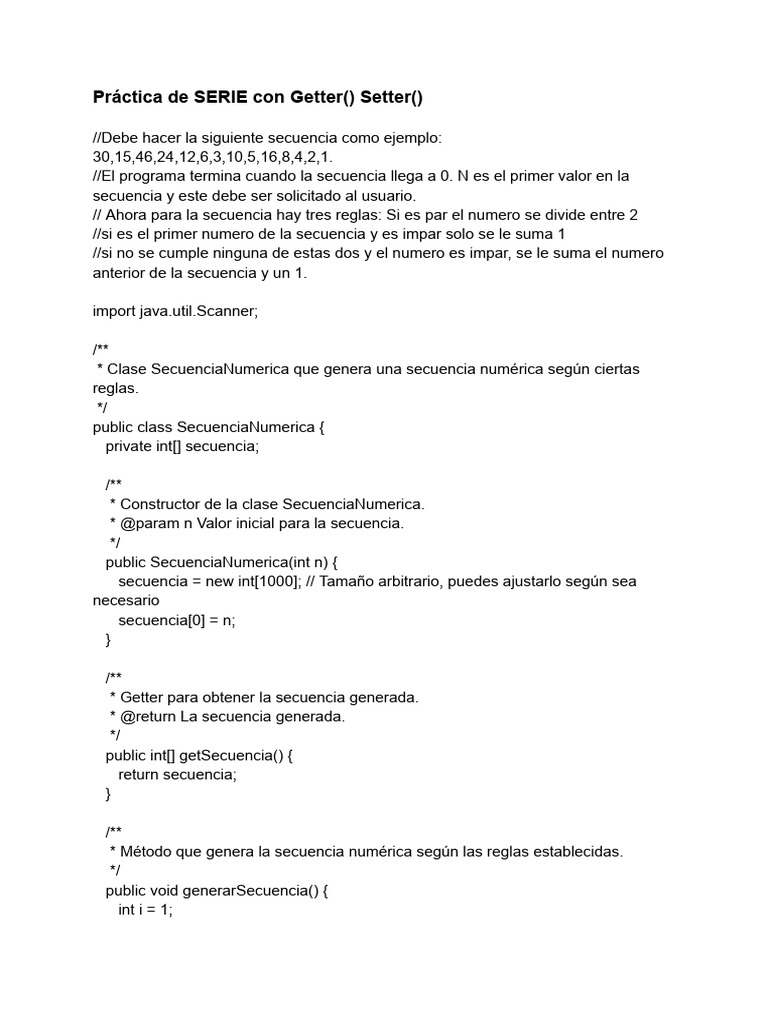 Práctica de SERIE con Getter() Setter() (1) (1) | PDF | Programación de computadoras ...