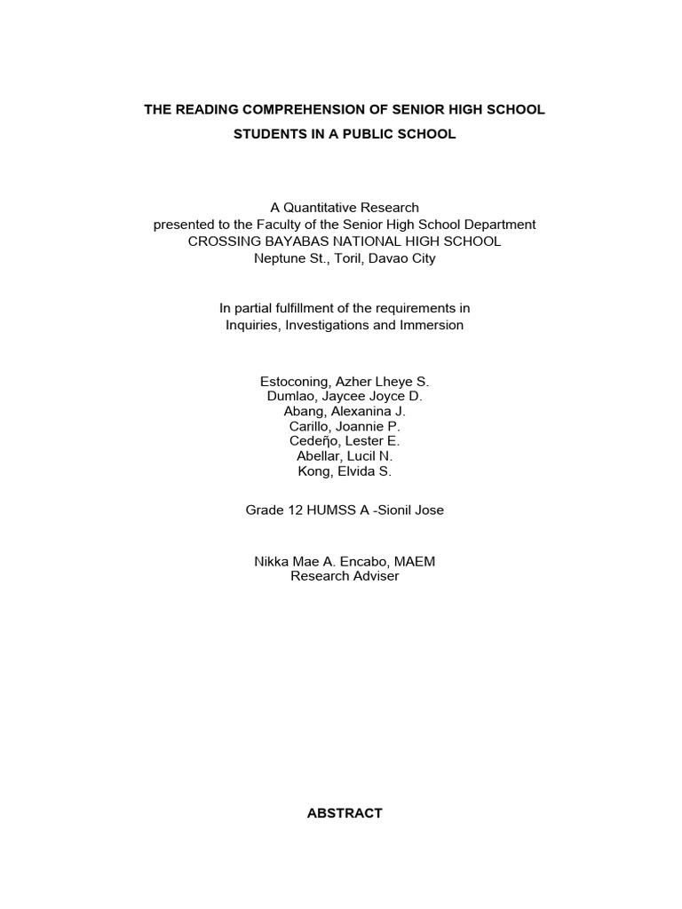 Final Output of Group 3 2 | PDF | Reading Comprehension | Literacy