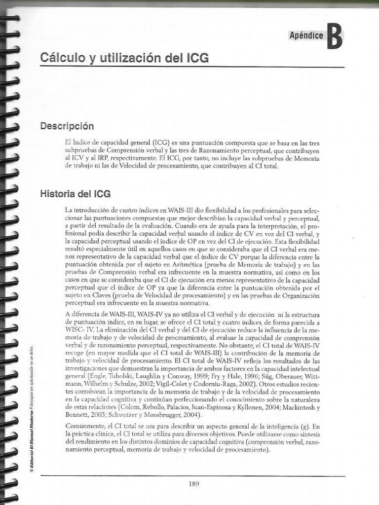 Wais-IV Icg Tablas | PDF