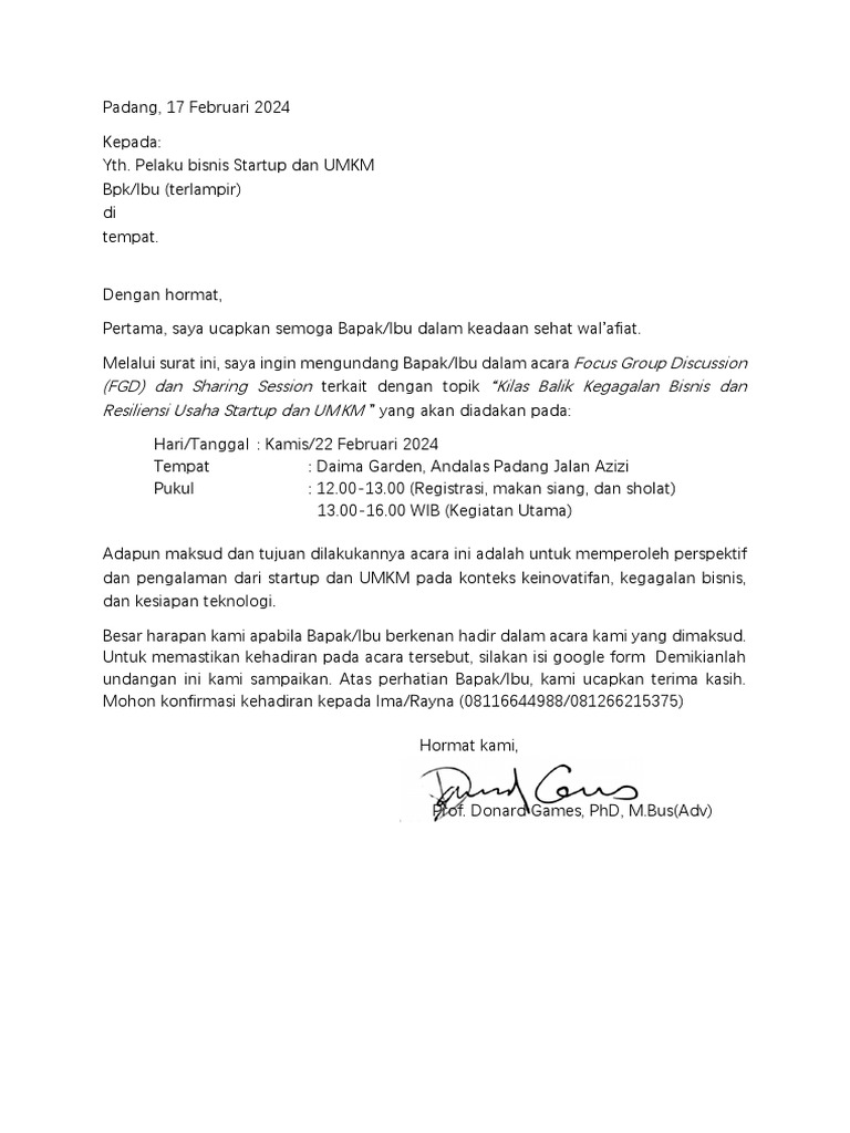 Undangan Sharing Session | PDF | Karier & Perkembangan | Bisnis