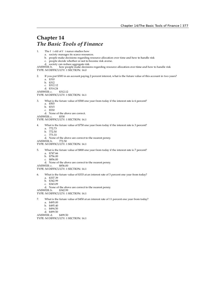 The Bas I C Tool S of Fi Nanc E: Cha PT e R 1 4 | PDF