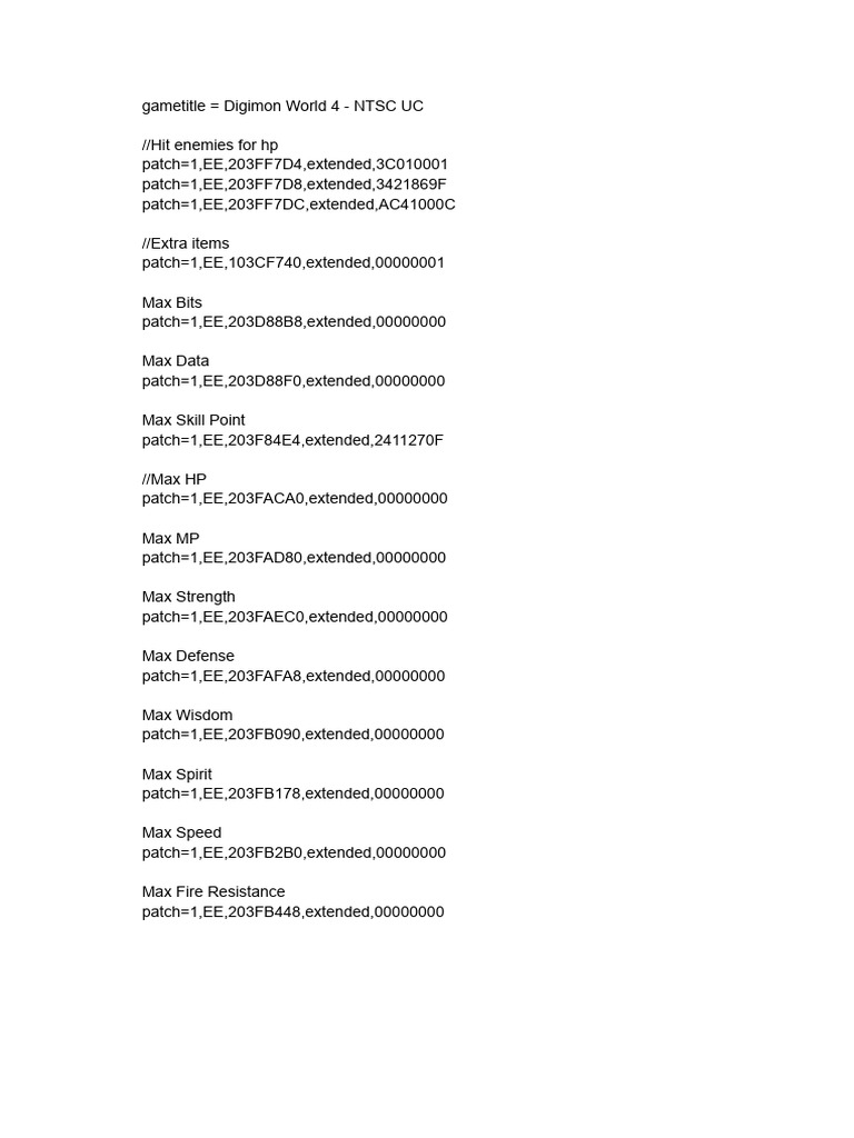 Digimon World 4 NTSC UC Cheat Codes | PDF | Computers