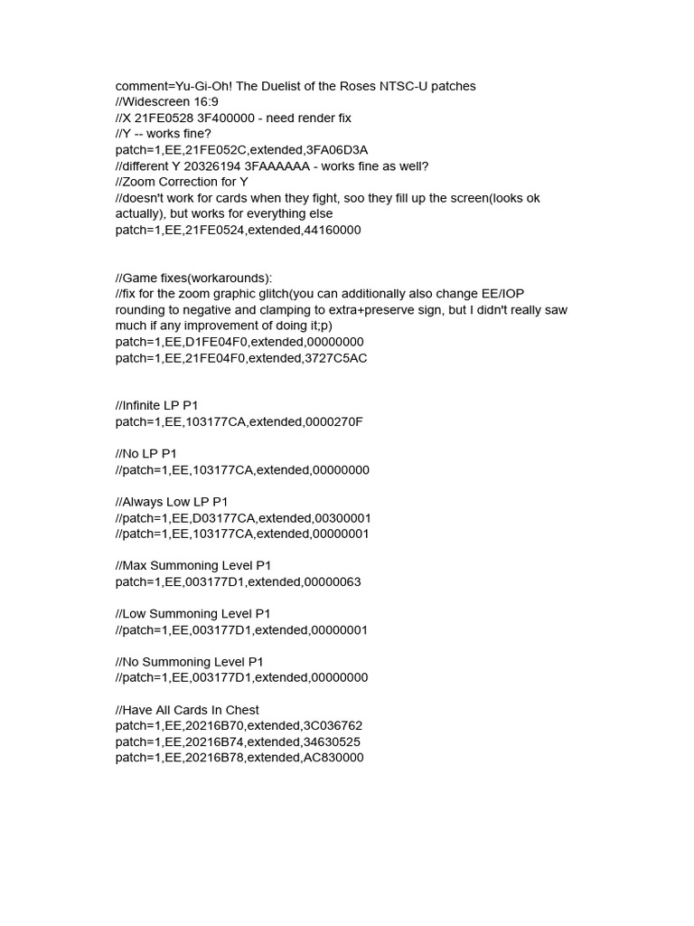 Pnach File - Yu-Gi-Oh TDofR - 07AD79C9 | PDF