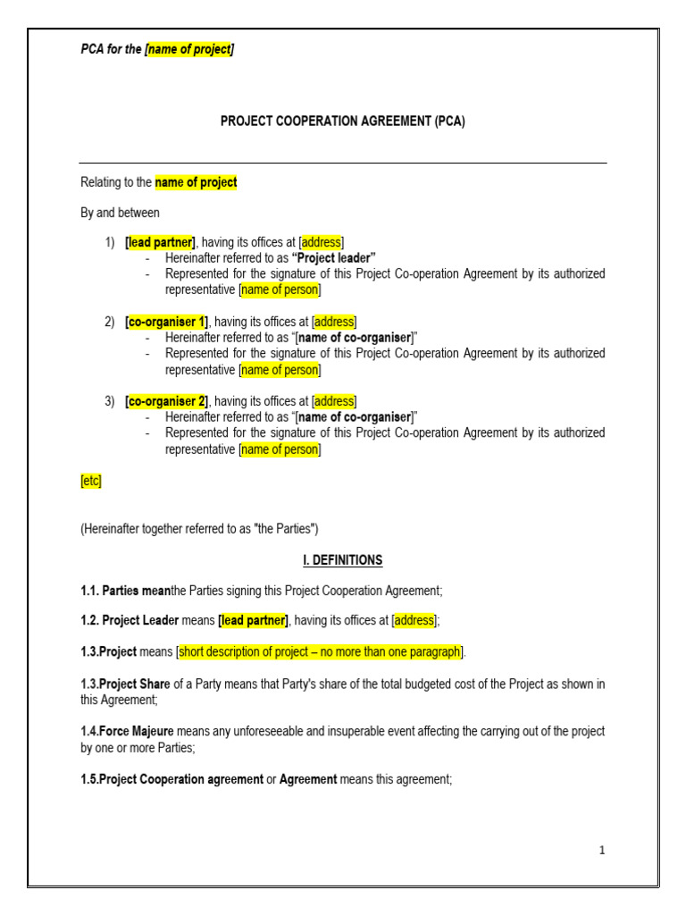 Project Cooperation Agreement Overview | PDF | Legal Liability | Negligence