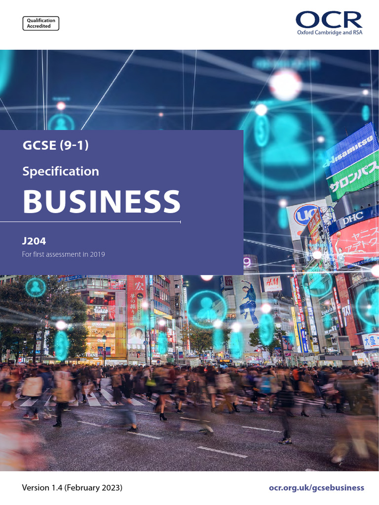 Specification Accredited Gcse Business j204 | PDF | Marketing ...