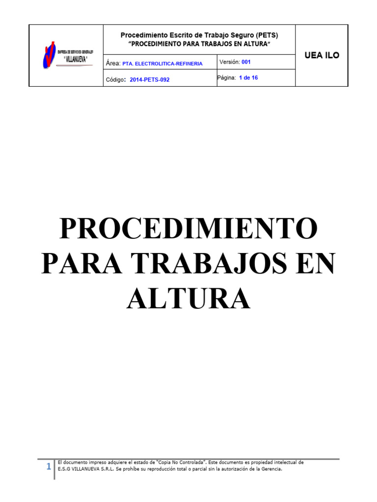 004 Procedimiento de Trabajo en Altura | PDF | Escalera | Andamio