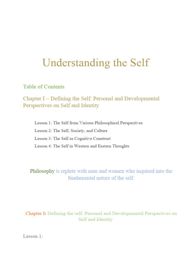Understanding The Self | PDF | Self Esteem | Soul