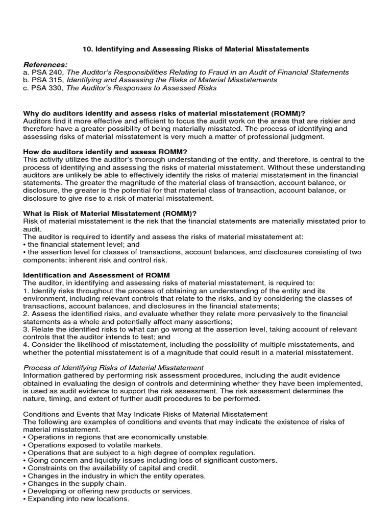 10 Identifying and Assessing Risk | PDF | Audit | Risk Assessment