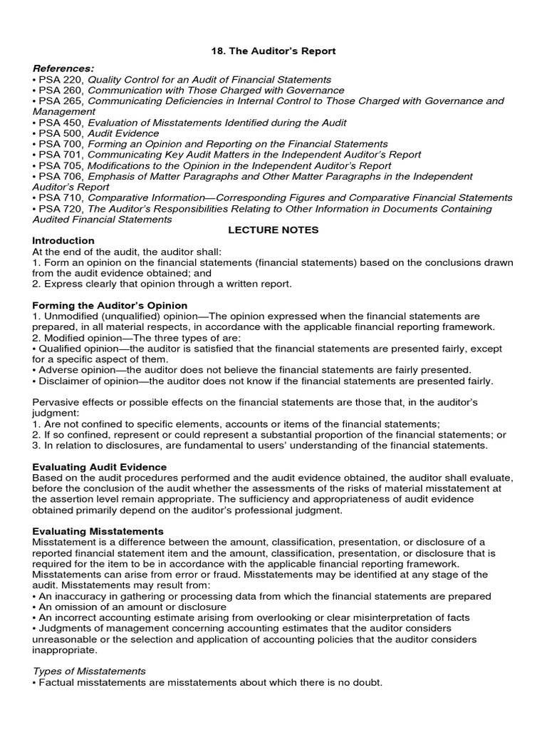 17The Auditor’s Report | PDF | Auditor's Report | Going Concern