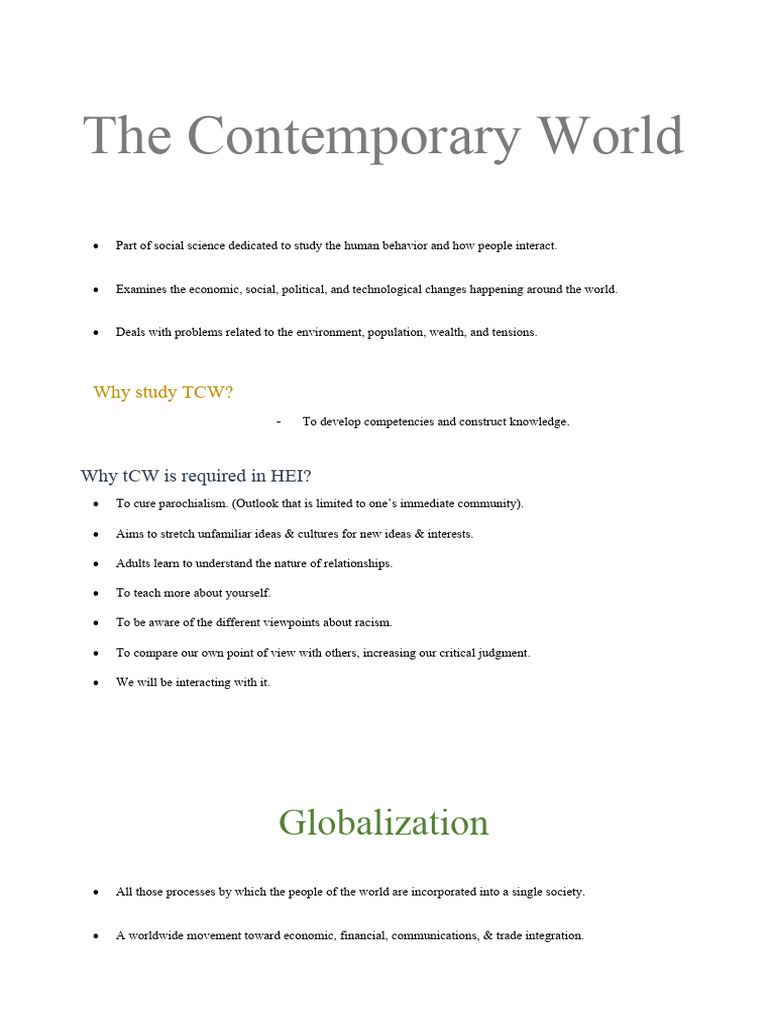 The Contemporary World | PDF | Globalization | Developing Country