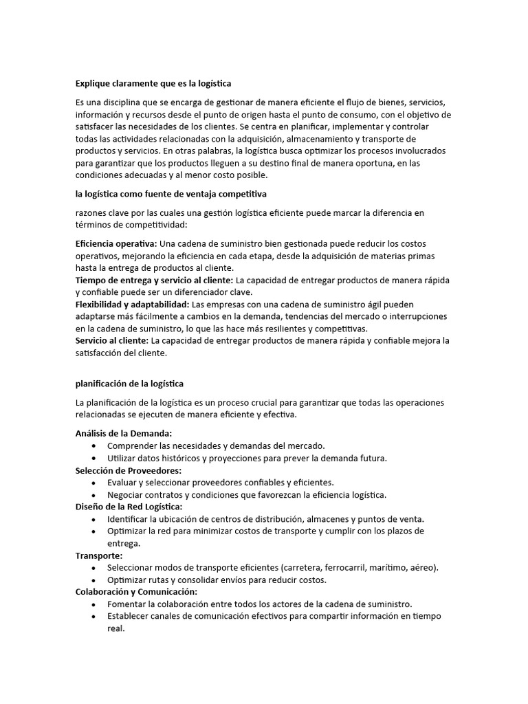 Definición y Funciones de la Logística | PDF | Logística | Cadena de ...