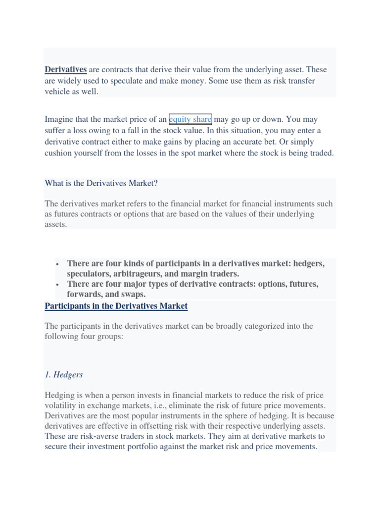 FMI Unit 5 | PDF | Derivative (Finance) | Futures Contract