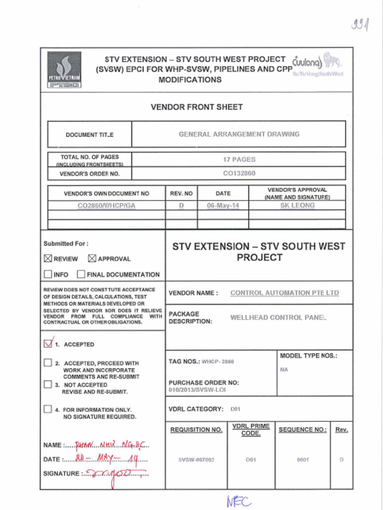 SVSW-007002-D01-0001 Rev D General Arrangement Drawing - Code 1 | PDF