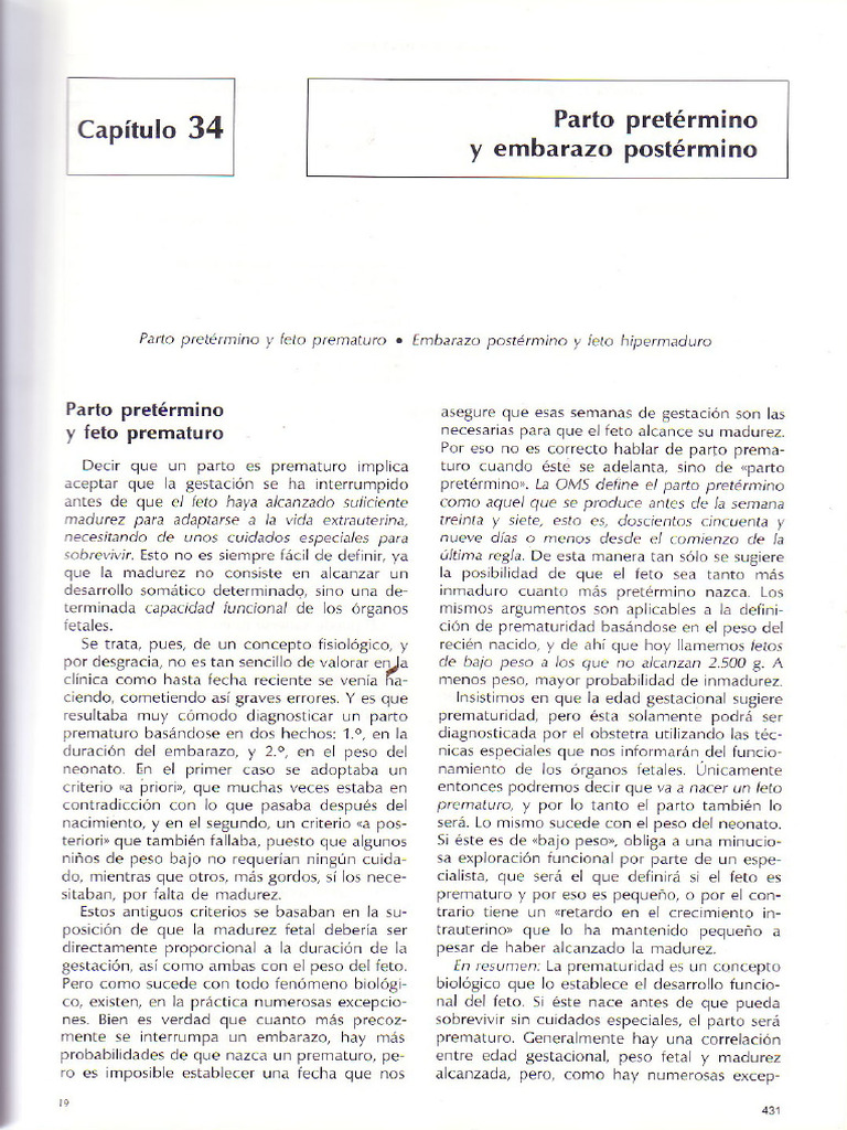 Cap. 34 Parto pretermino y embarazo postermino | PDF