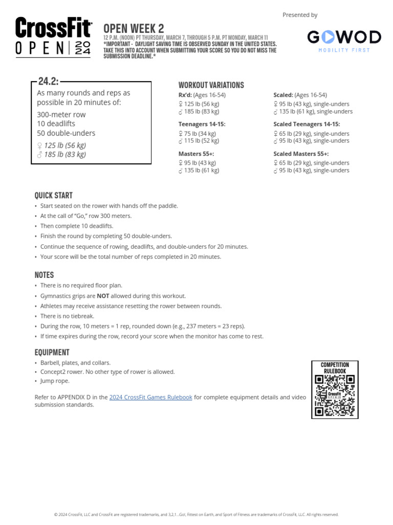 CrossFit Open 24.2 Workout Details | PDF | Sports | Athletic Sports