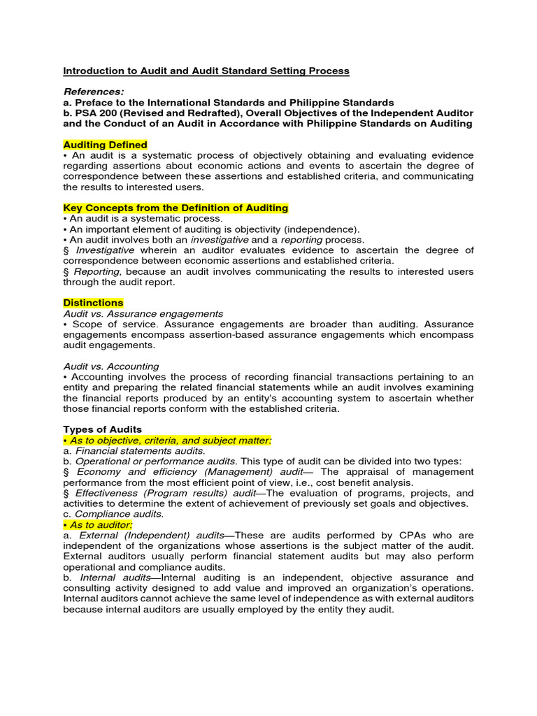 Introduction to Audit and Audit Standard Setting Process | PDF | Audit ...