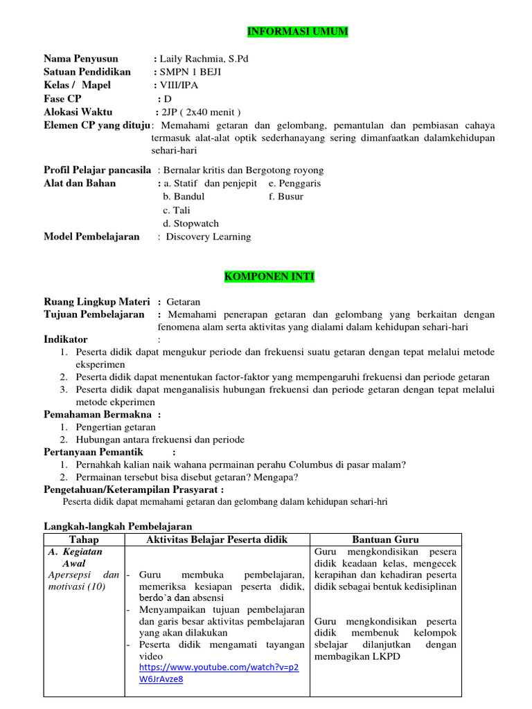 Getaran dan Gelombang: Eksperimen Bandul di Kelas VIII IPA | PDF