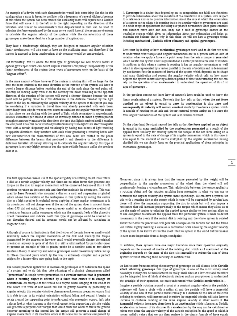 Gyroscope Principle | PDF | Rotation Around A Fixed Axis | Angular Momentum