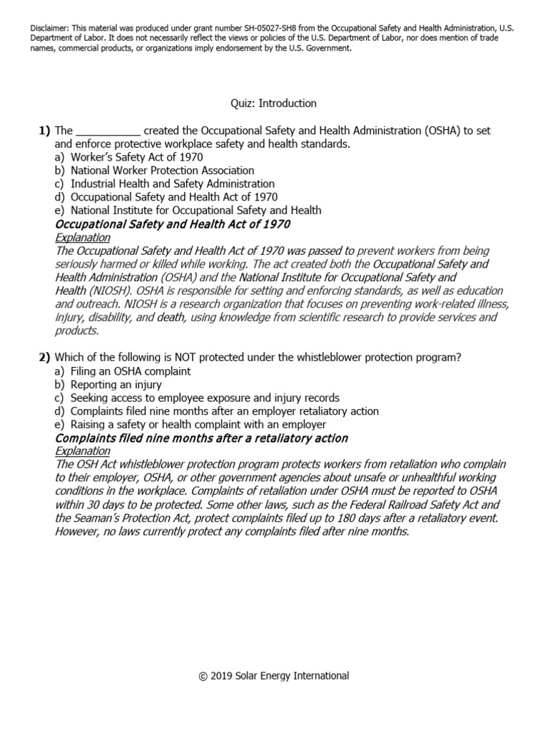 1 Introduction Quiz Key | PDF | Occupational Safety And Health ... 1 Introduction Quiz Key | PDF | Occupational Safety And Health ...