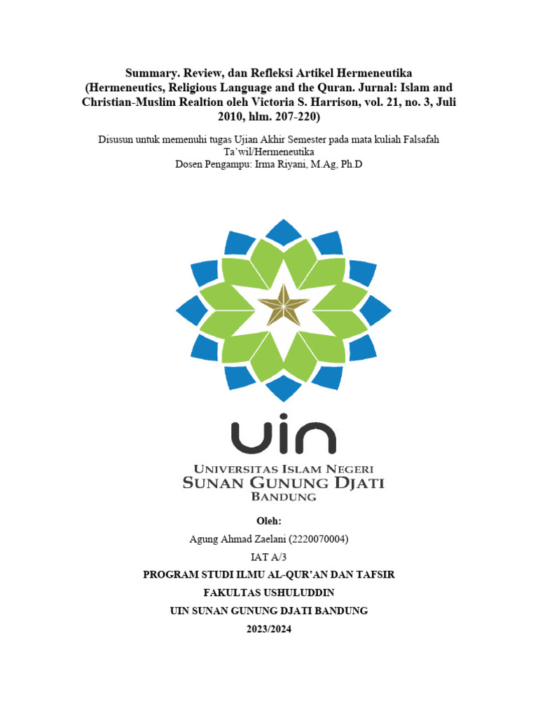 UAS Hermenetika - Agung IAT A | PDF