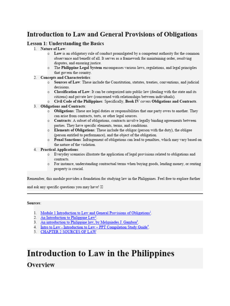 Introduction To Law and General Provisions of Obligations | PDF ...