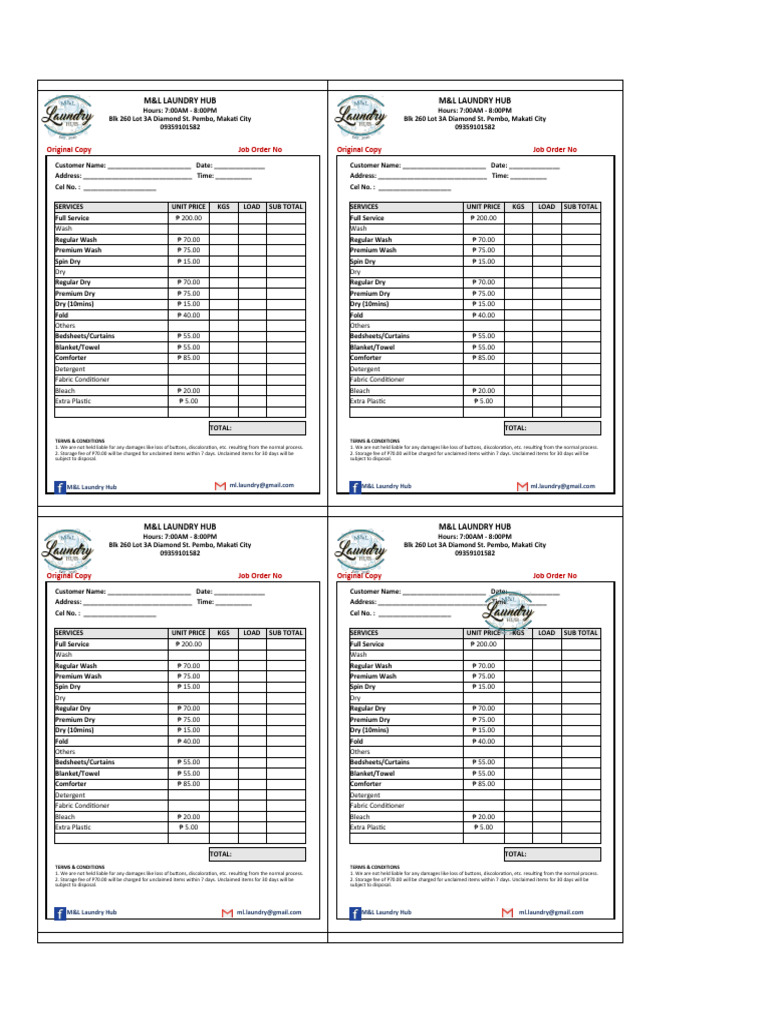 Job Order Form | PDF | Laundry | Cleaning Products