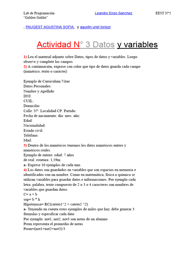 Datos y Variables en Programación | PDF | Informática | Ciencias de la Computación