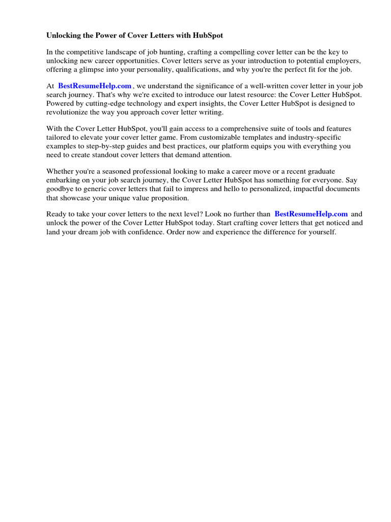 Cover Letter Hubspot | PDF | Résumé