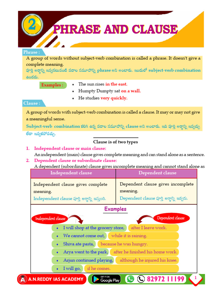 Understanding Phrases and Clauses | PDF | Clause | Phrase