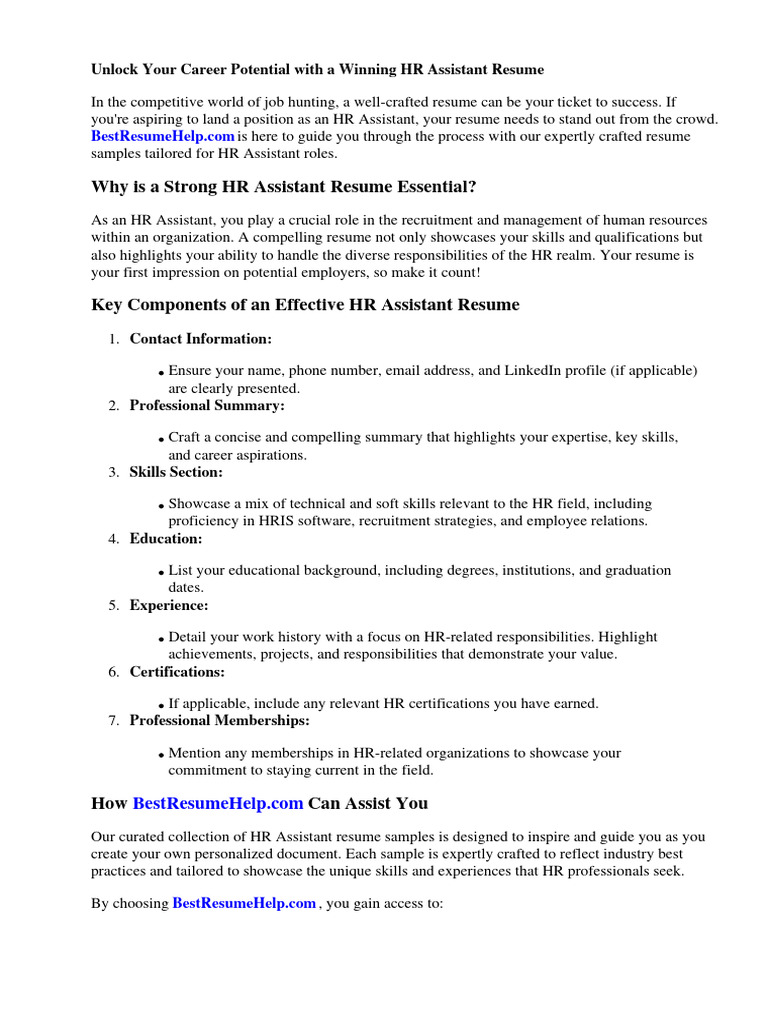 HR Assistant Resume Tips & Samples | PDF | Human Resources | Résumé