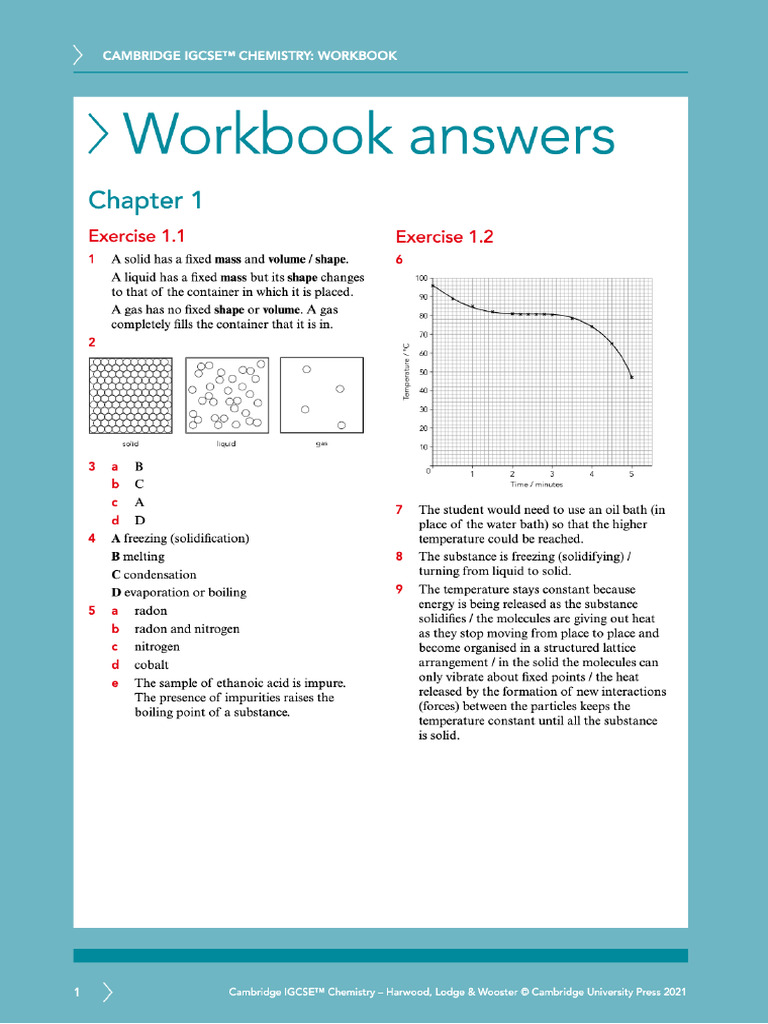 Igcse Chemistry 3ed TR Workbook Answers | PDF Igcse Chemistry 3ed TR Workbook Answers | PDF