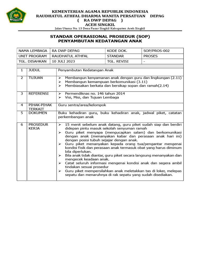 sop pembelajaran ok | PDF